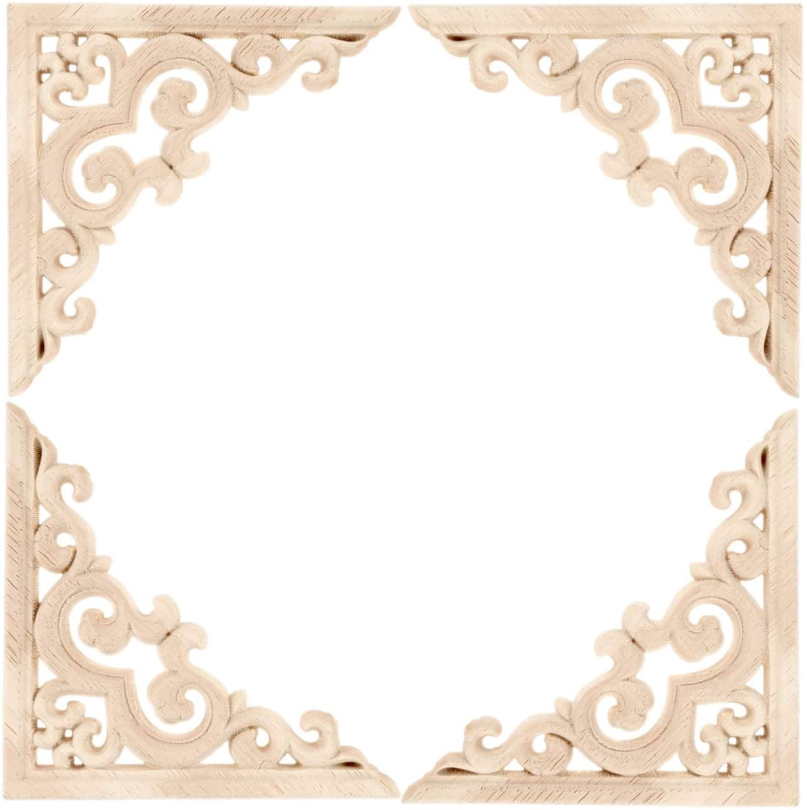 QIUYIDP 4-Pack Wood Carved Applique Corner Onlay, 11x11cm/4.33"x4.33 ...