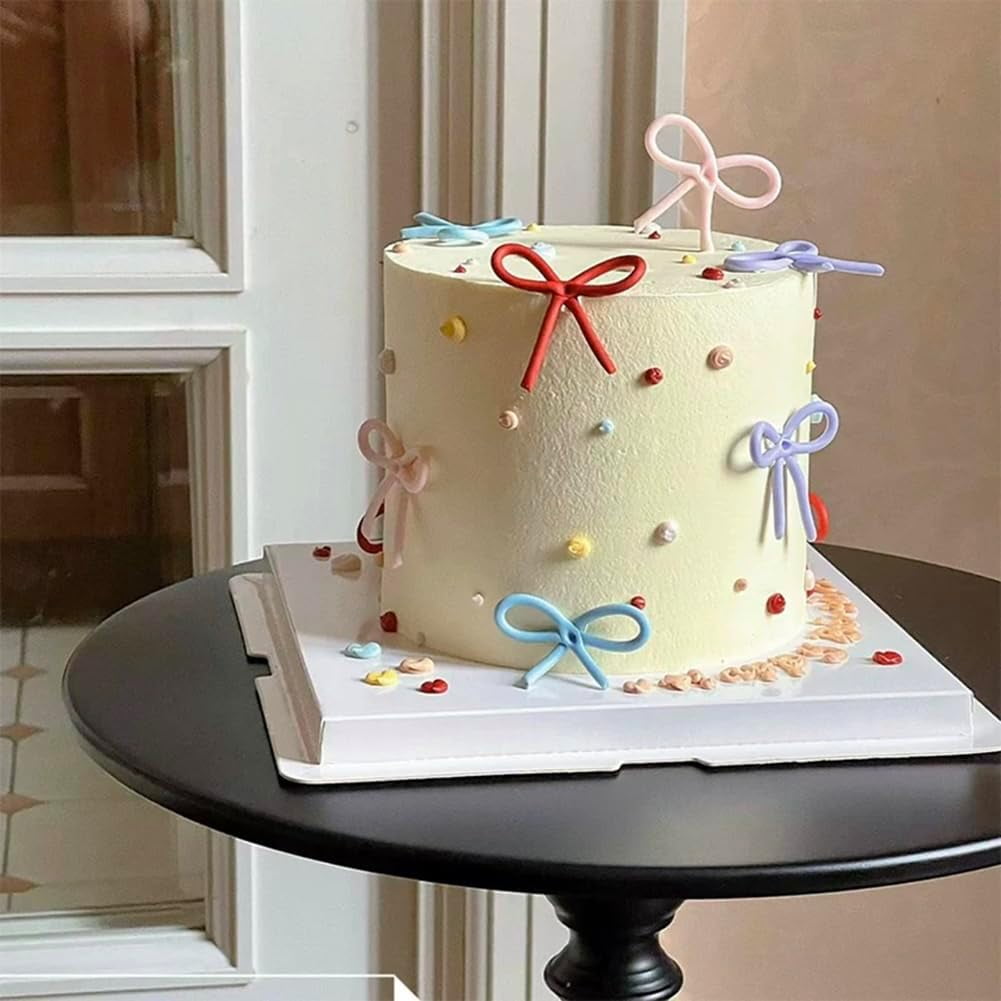 QIUYIDP 40 Pack Bow Cupcake Toppers Birthday Bowknot Ribbons Coquette ...