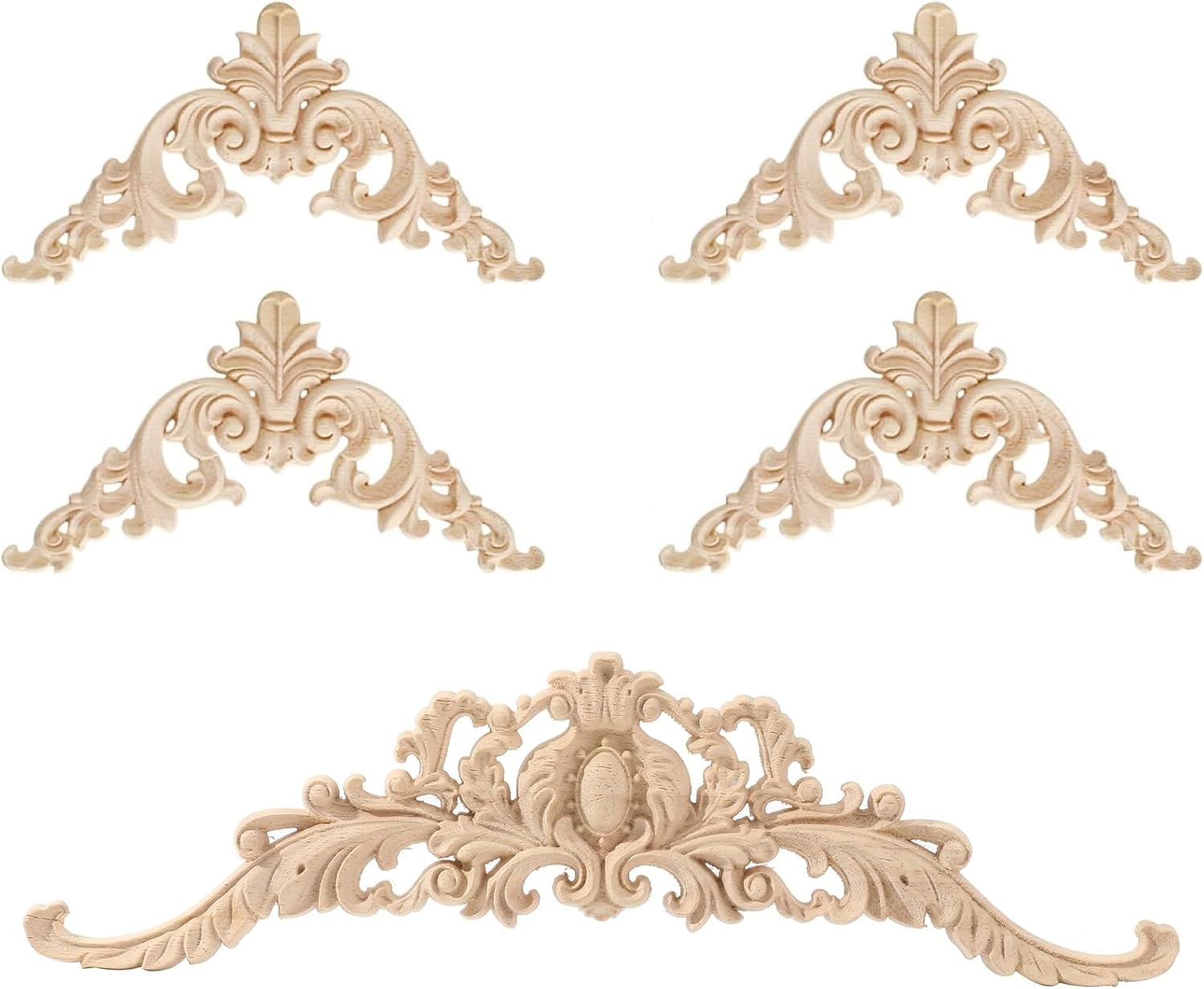 QIUYIDP 5PCS Hand Wood Carved Onlay Applique Wood Appliques Onlays ...