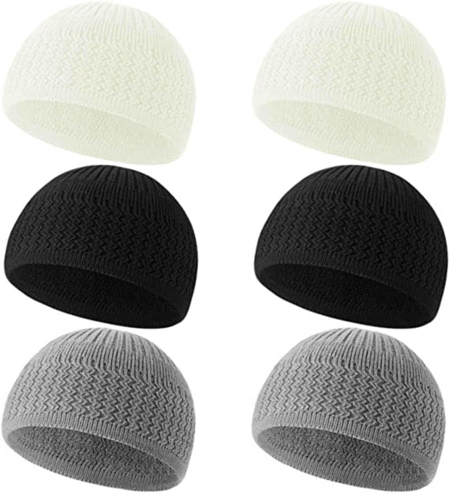 QIUYIDP 6 Pcs Knit Kufi Hats for Men Women Muslim Stretchy Skull Caps ...