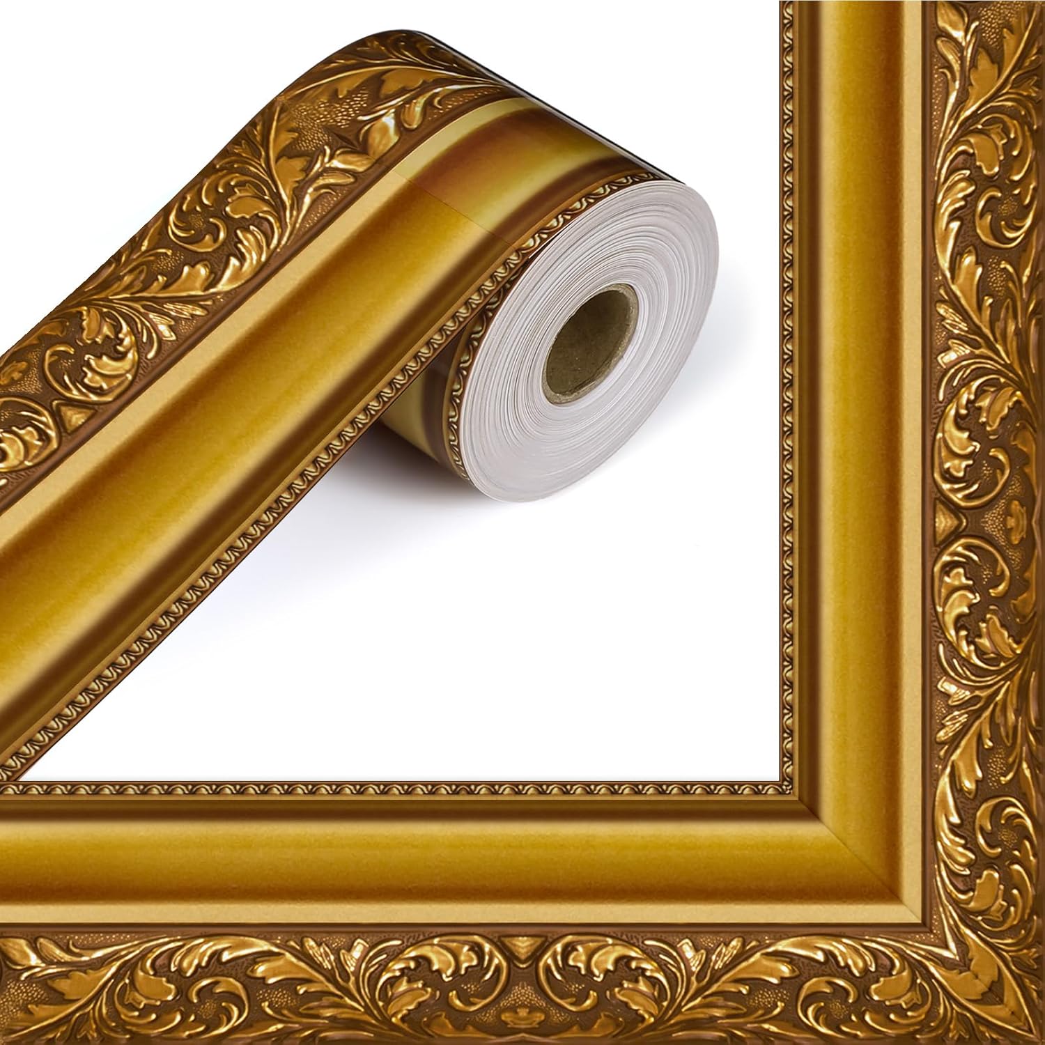 QIUYIDP 68 Feet Gold Frame Bulletin Board Border Die-Cut Straight ...