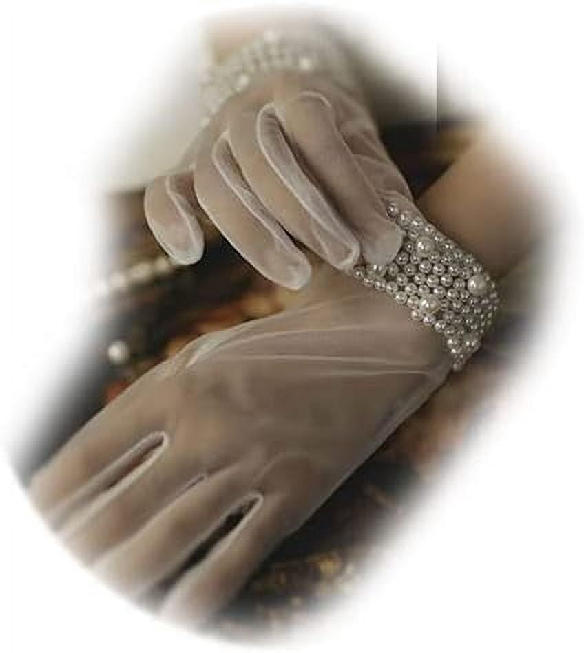 QIUYIDP Asphire Vintage 1920s Satin Gloves Lace Short Mittens Formal ...