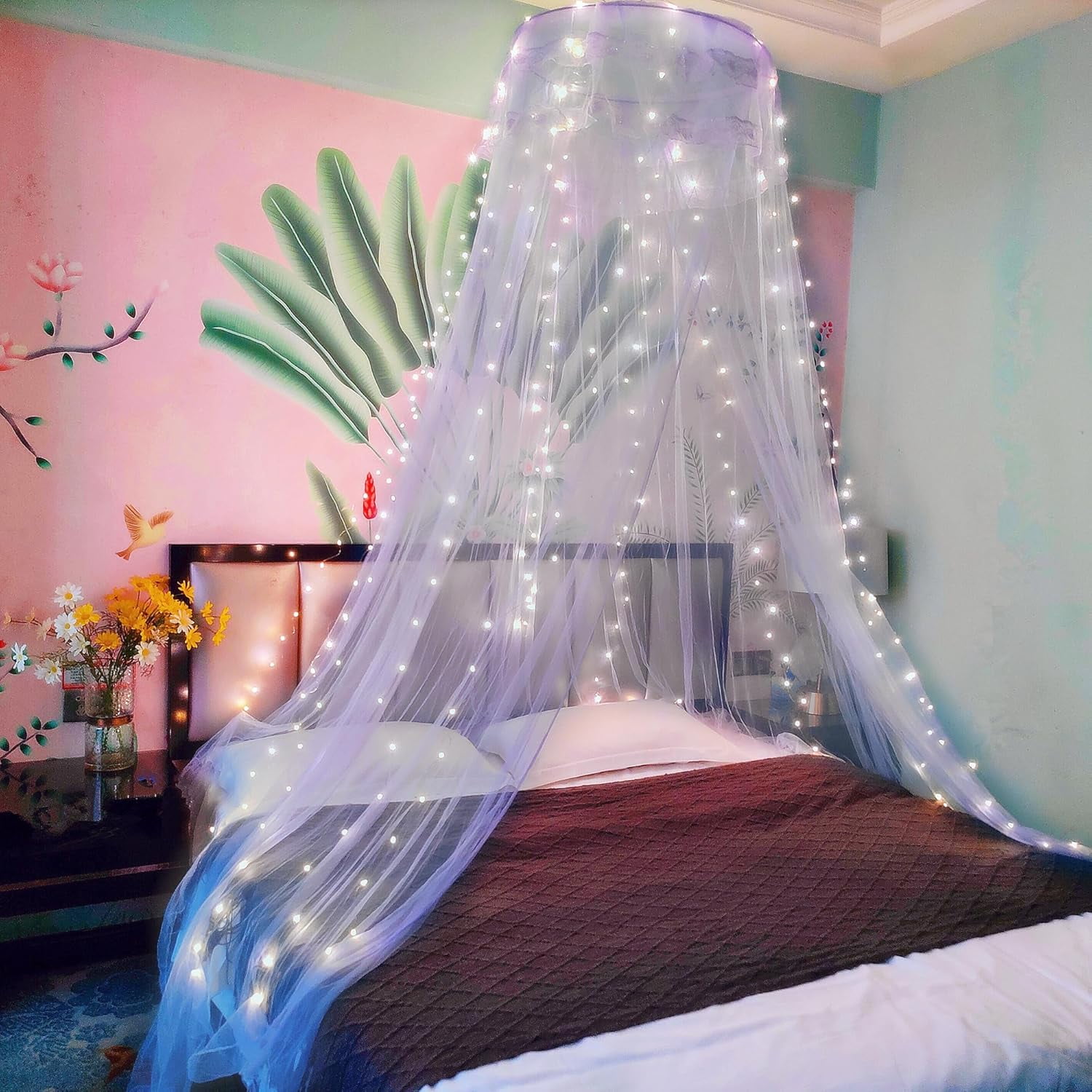 QIUYIDP Bed Canopy Mosquito Net, Bed Canopy for Girls Room Decor ...