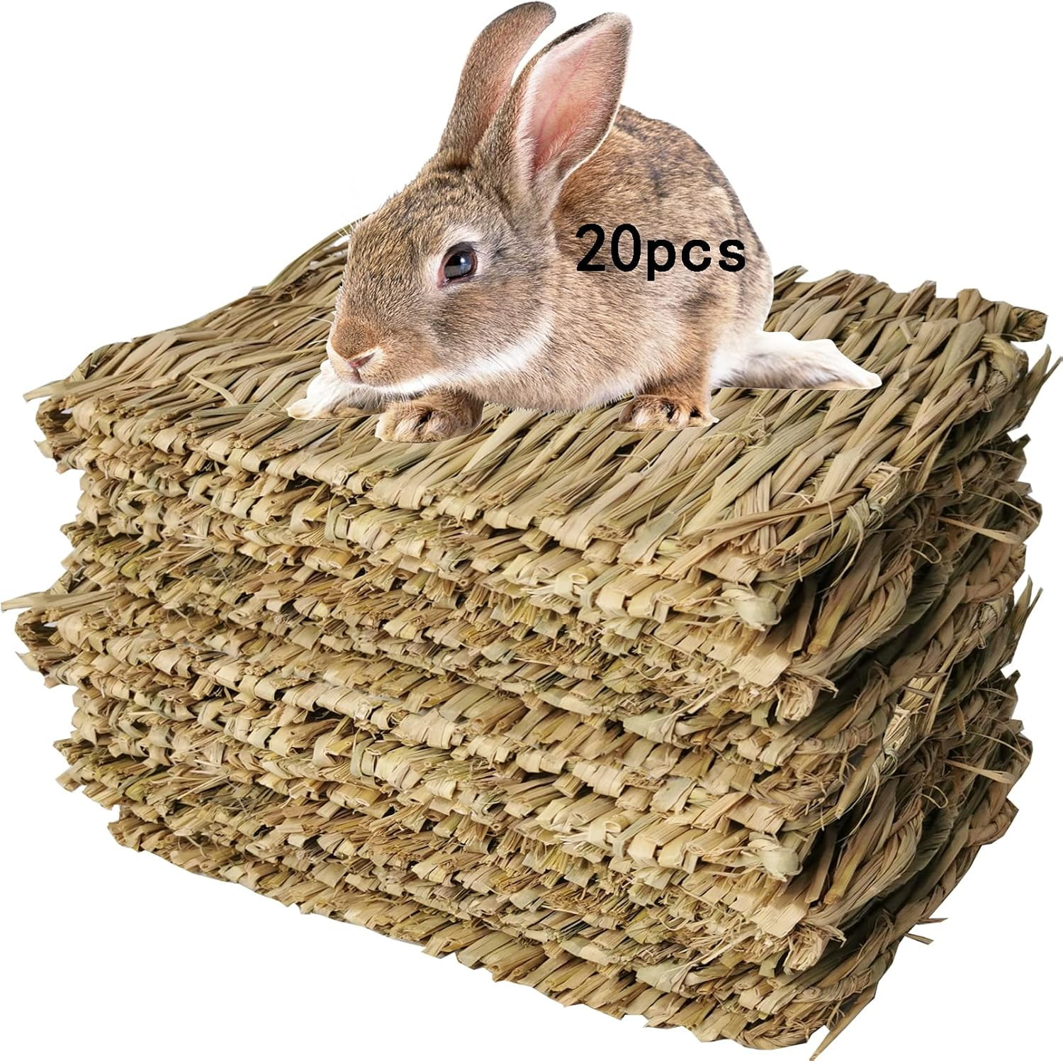 QIUYIDP Bunny Grass Mat Natural Woven Hamster Grass Bed Nest 22 PCS ...