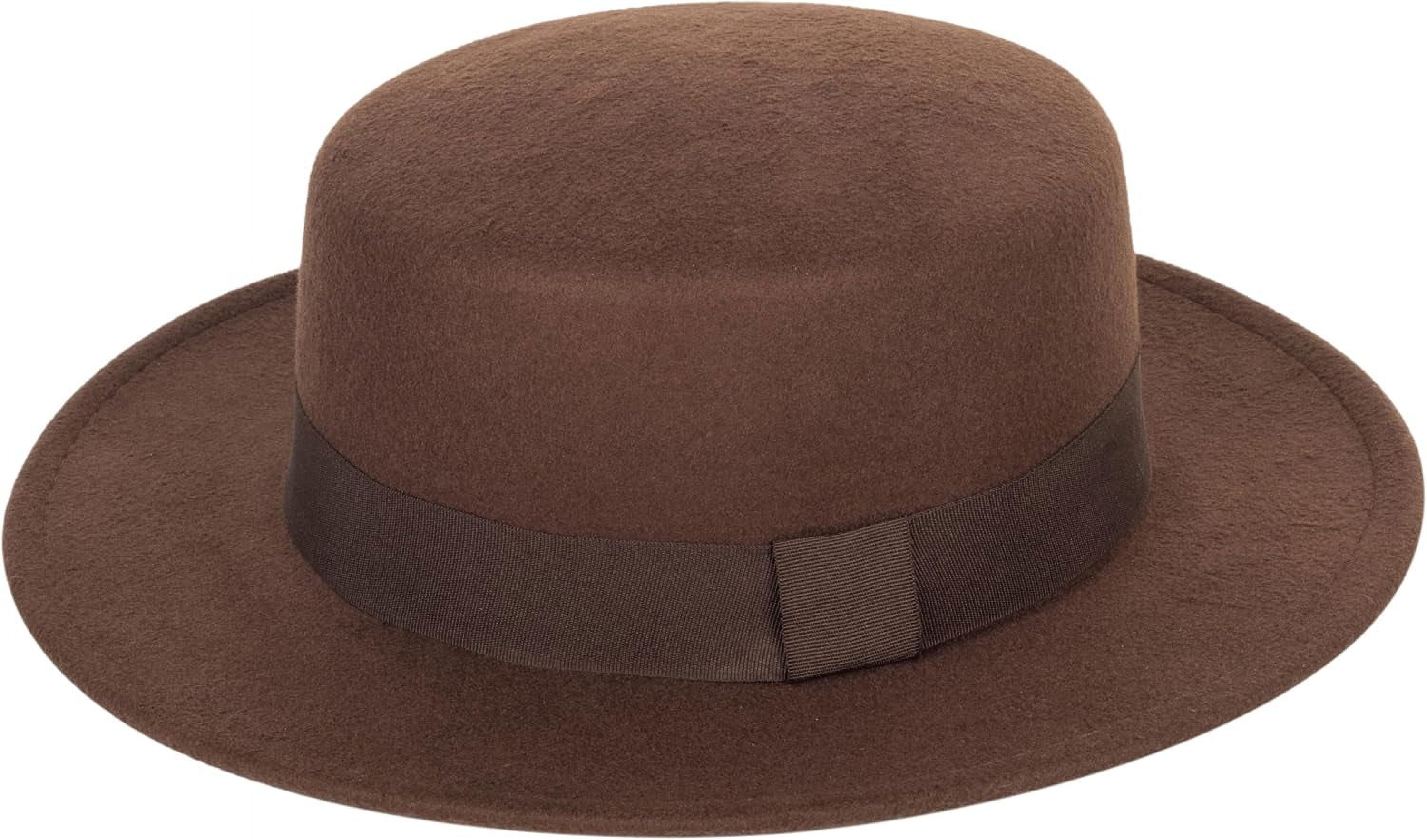 QIUYIDP Classic Fedora Flat Top Hat Pork Pie Hat Felt Boater Church ...
