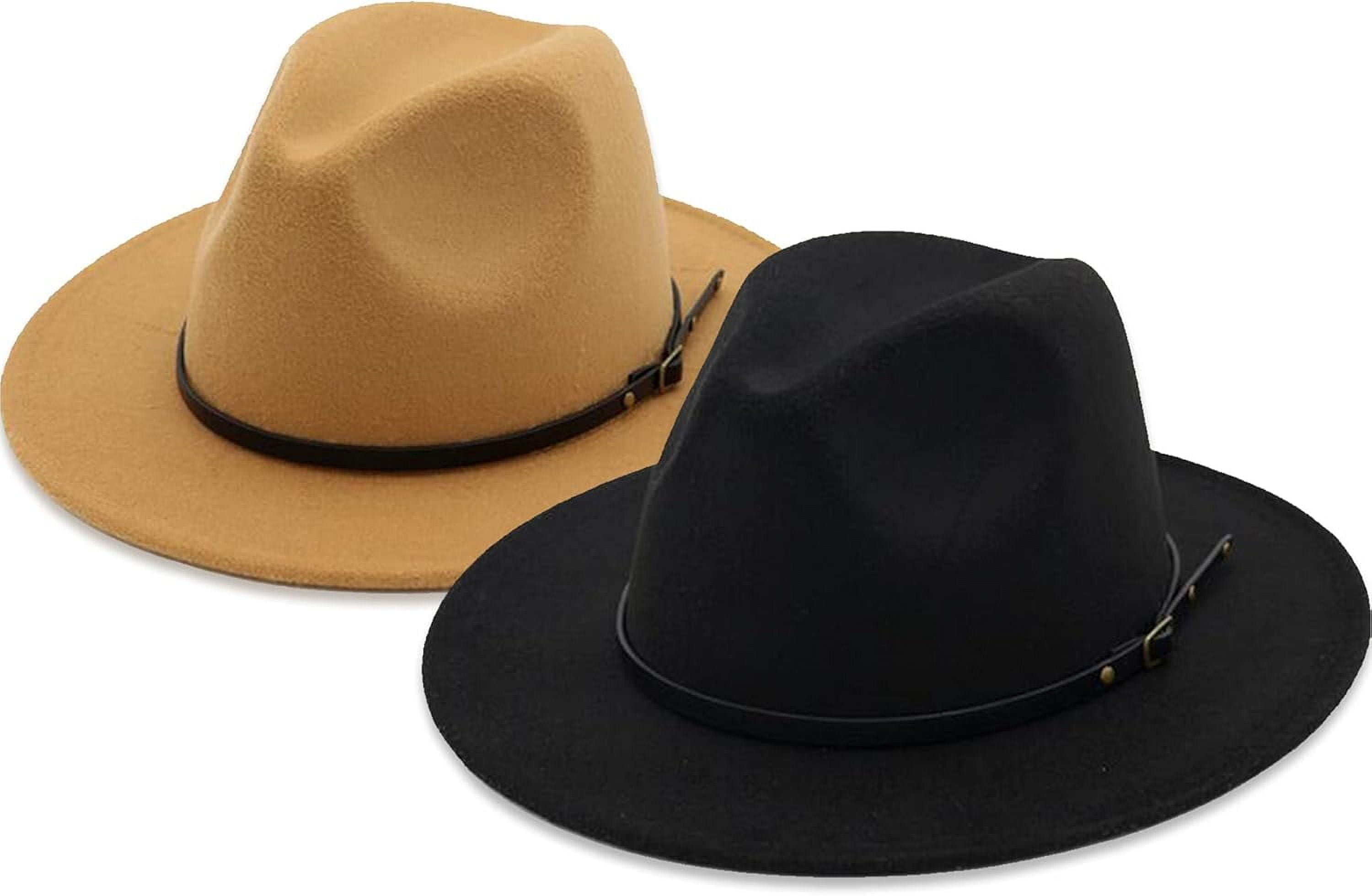 QIUYIDP Classic Wide-Brim Fedora-Hats for Women Men Fedora Hat with ...