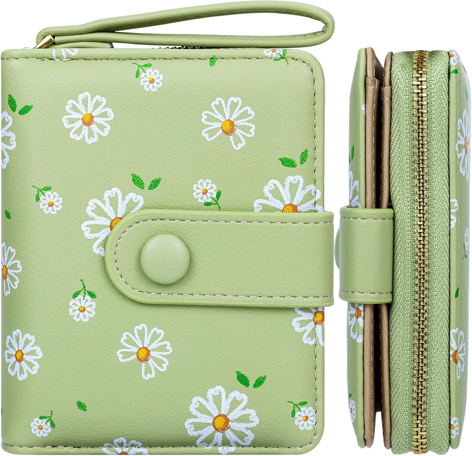 QIUYIDP Cute Green Wallet for Women Small Leather Coin Purse with ...