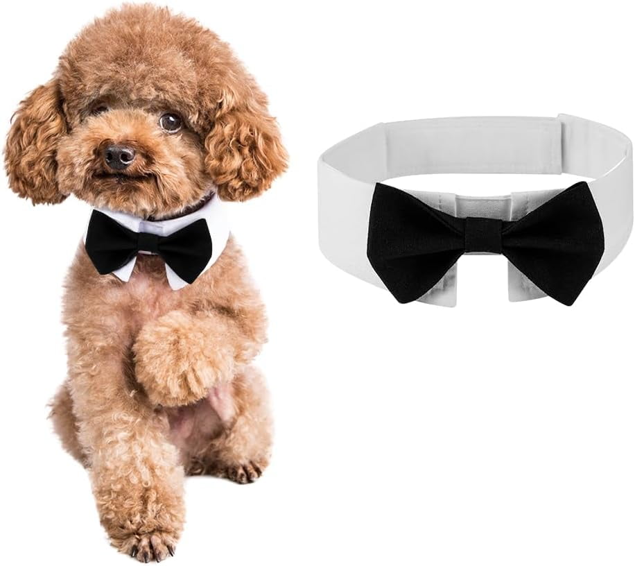 QIUYIDP Elegant Dog Bow Tie - Cute Tuxedo Bowtie with Adjustable White ...