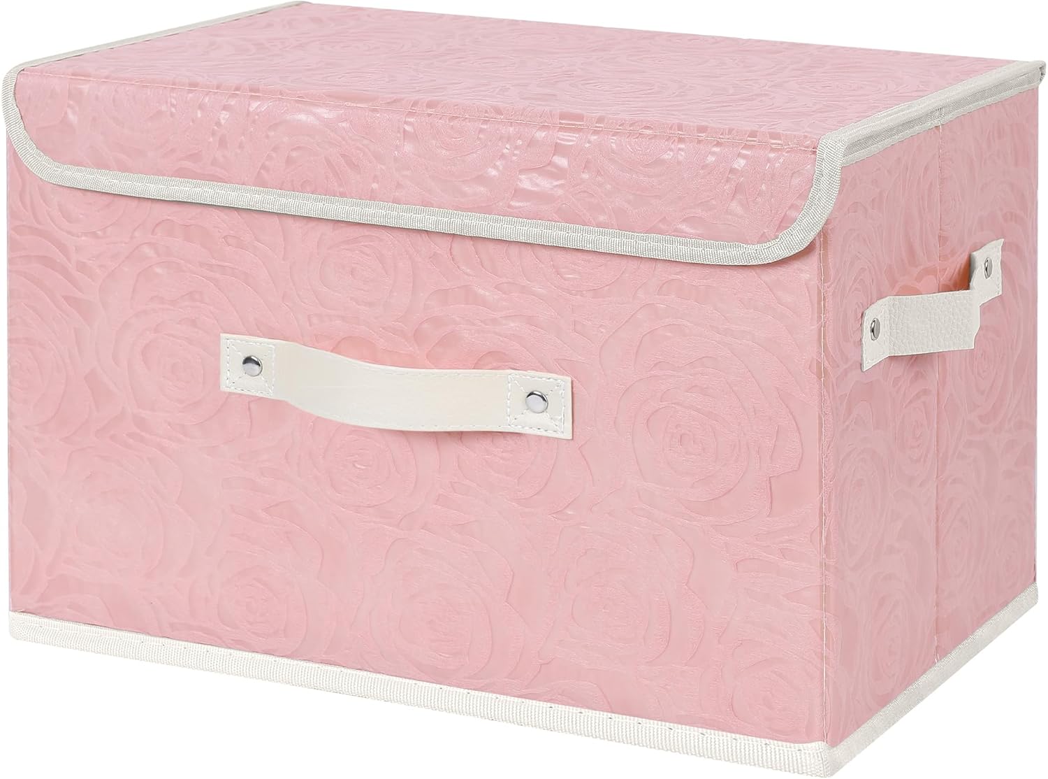 QIUYIDP Fabric Storage Bin with Lid Rose Print Storage Box Basket with ...