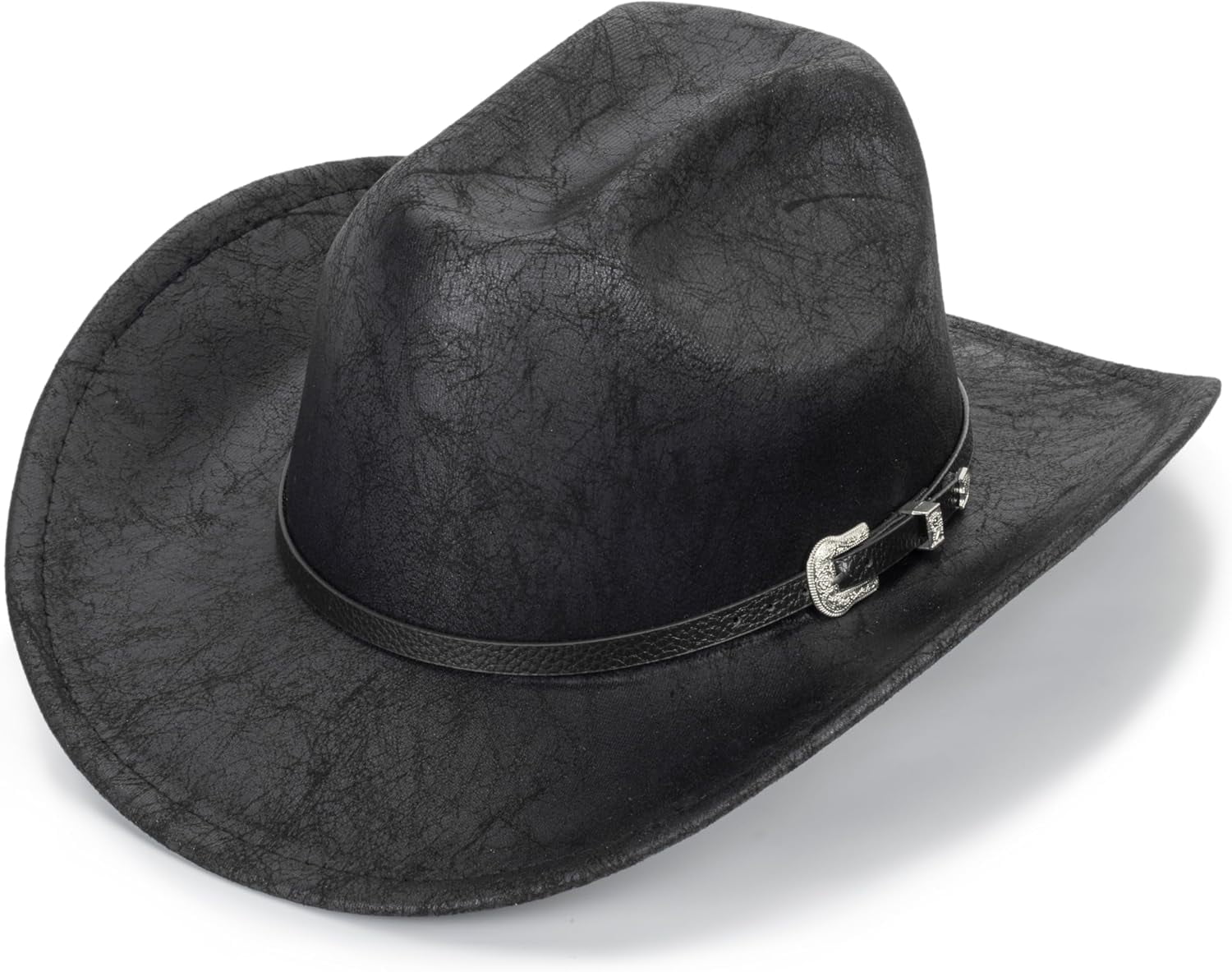 QIUYIDP Faux Leather Western Cowboy Hats for Men and Women Fedora Gambler Hat Cowboy Style ...