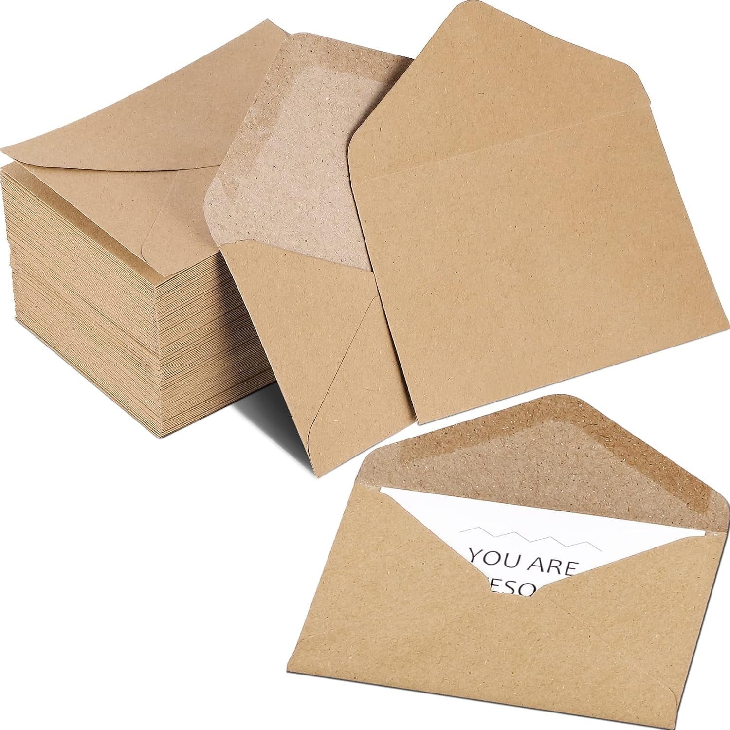 QIUYIDP Gift Cards Envelopes Mini Brown Kraft Envelopes Sleeve for ...