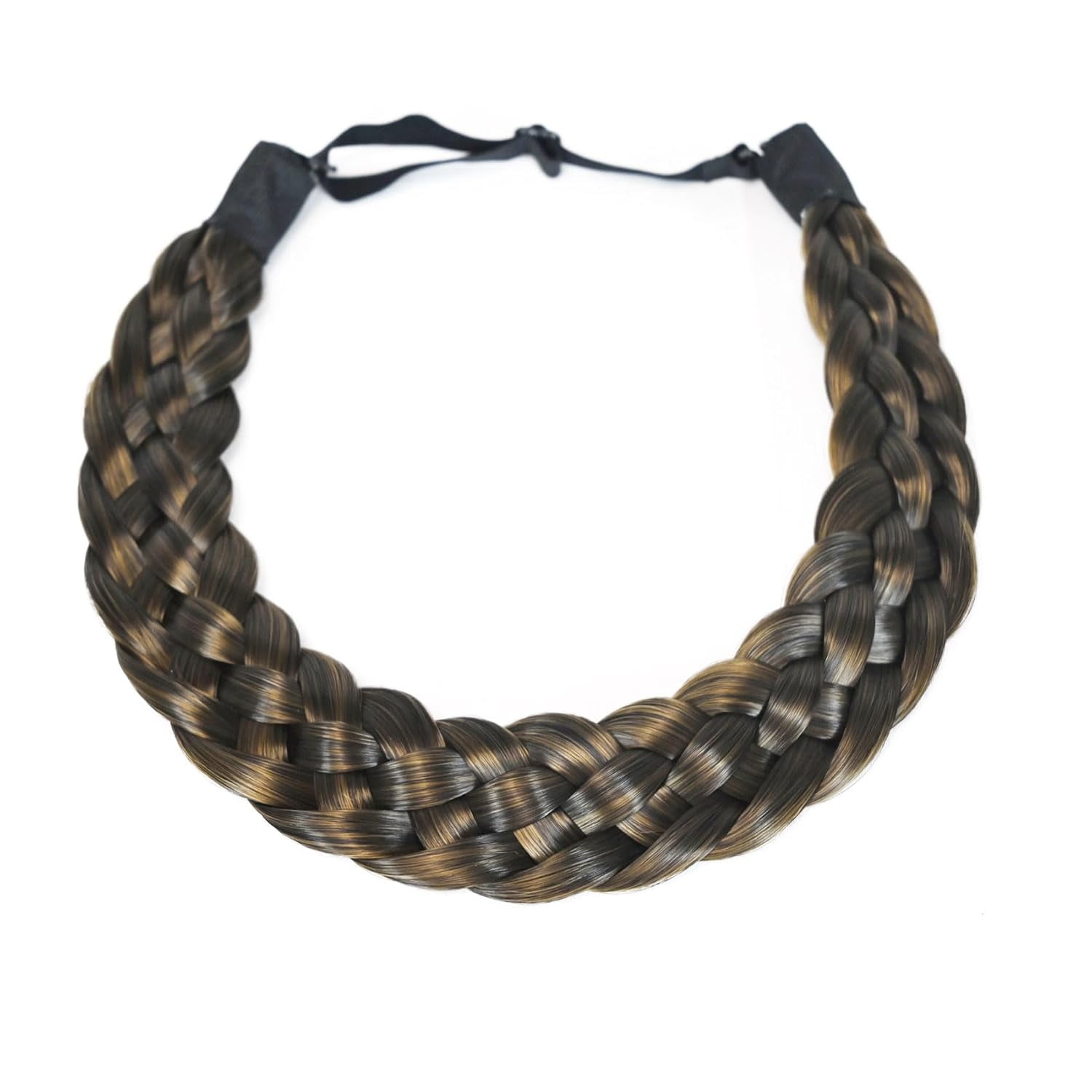 QIUYIDP Hair Braided Headband Classic Chunky Wide Thick Plaited Braids Elastic Stretch Syntheti ...