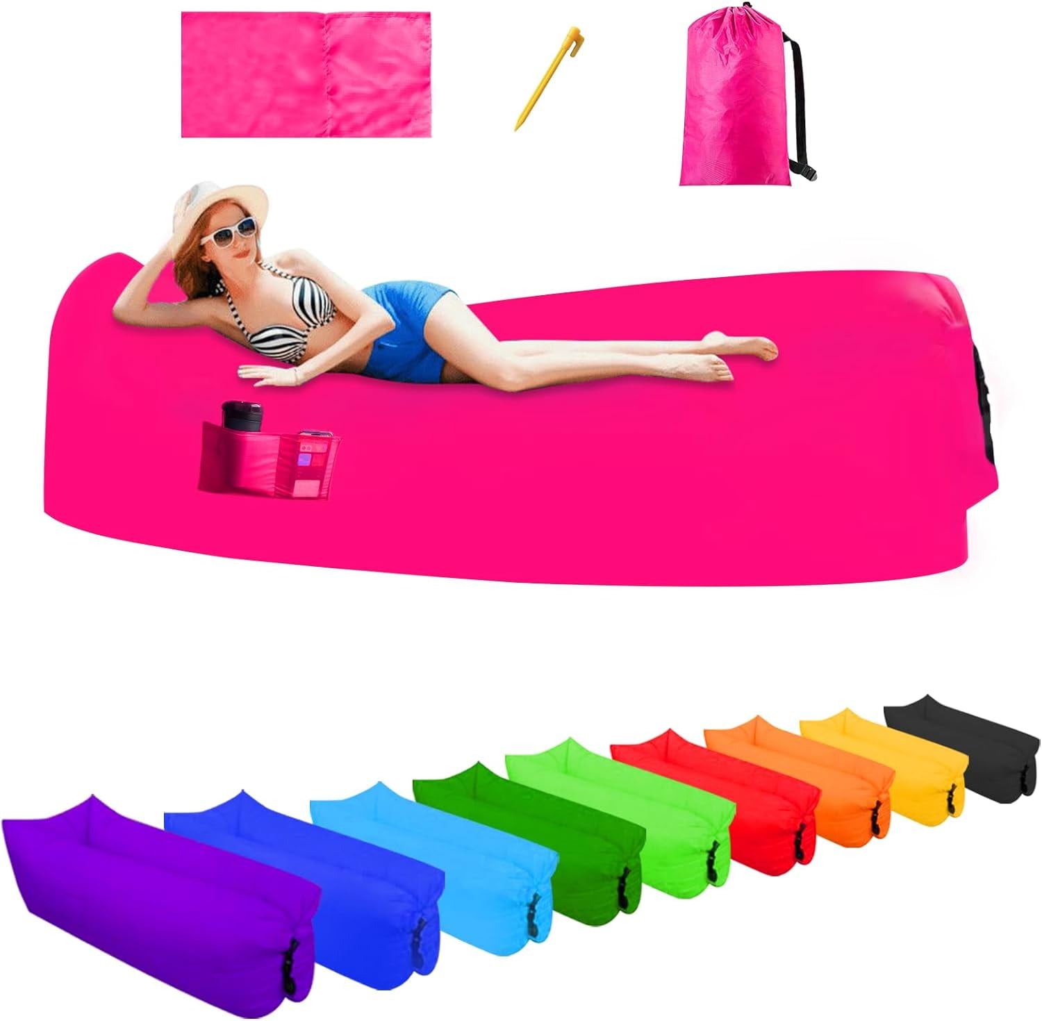QIUYIDP Inflatable Lounger Air Sofa Hammock-Portable,Water Proof& Anti-Air Leaking Design-with ...