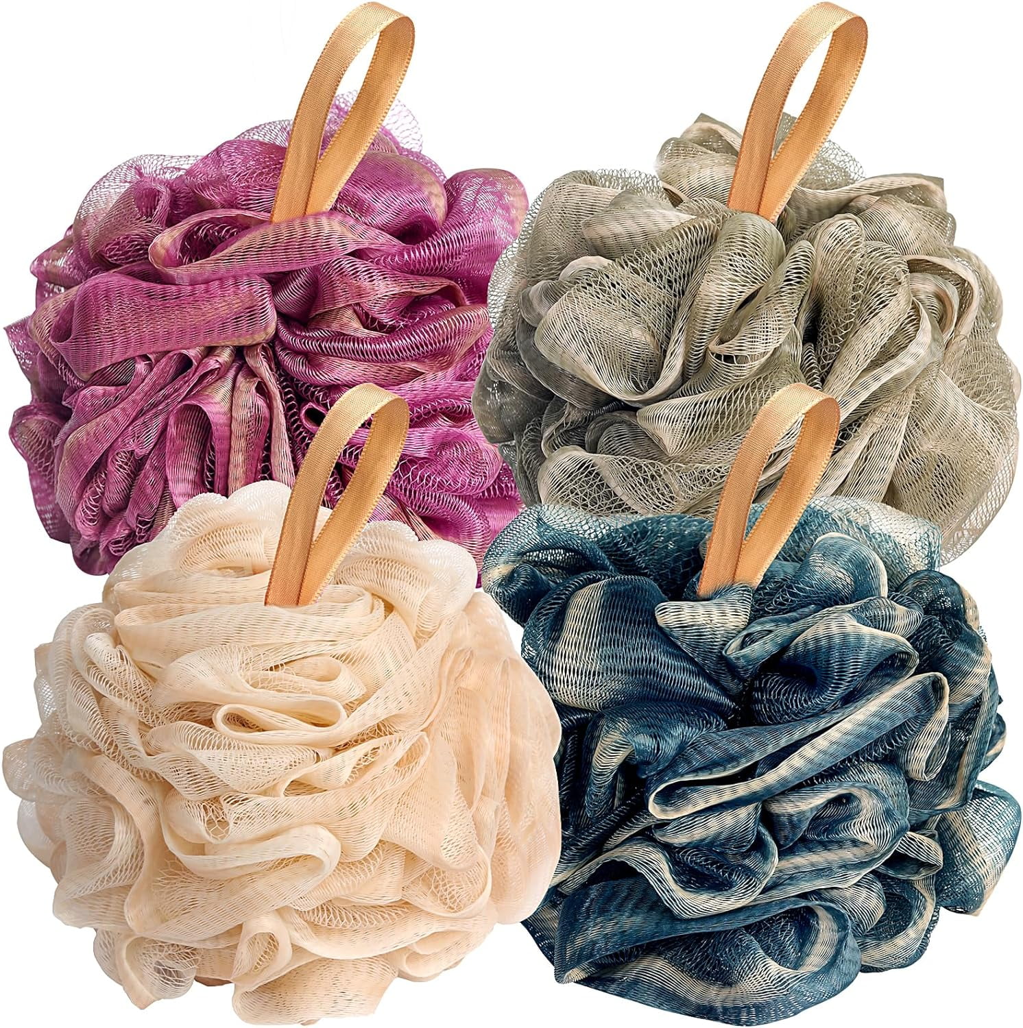 QIUYIDP Loofah Bath Sponge Shower Loofahs, 4 Pack Soft Loofa ...