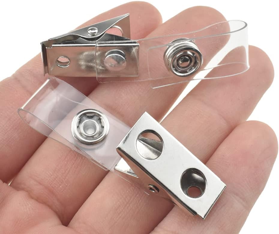 QIUYIDP Metal Badge Clips with Clear PVC Straps Metal Alligator Swivel ...