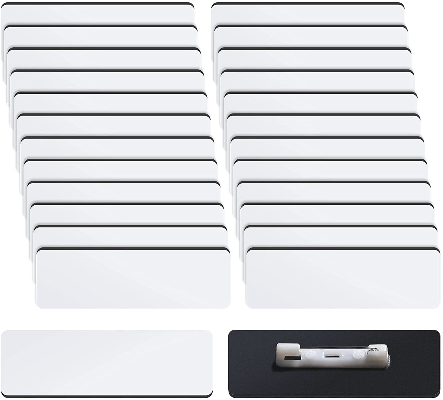 QIUYIDP Name Tag Blank Name Badges 1 x 3 Inch Blank ID Name Badge with ...