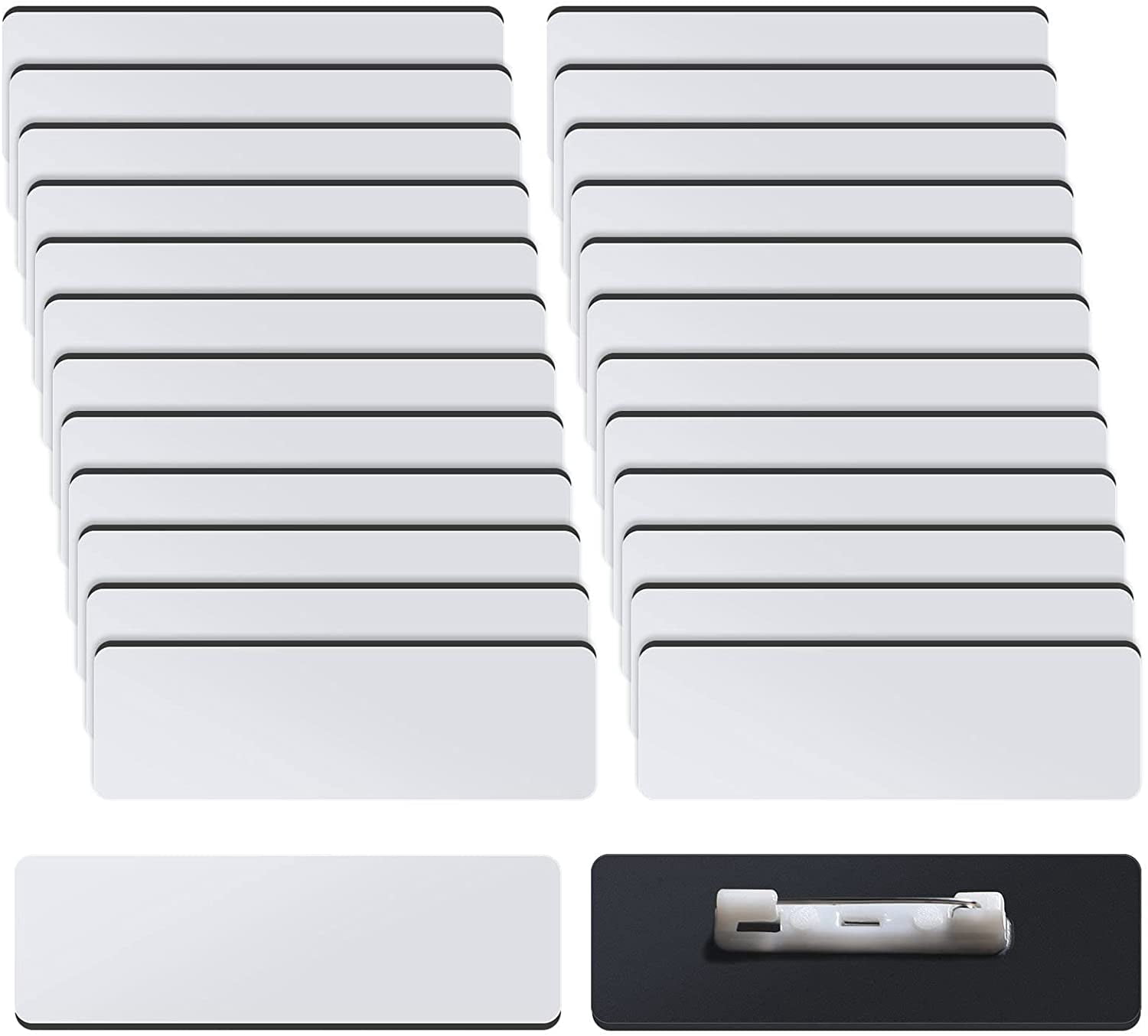 QIUYIDP Name Tag Blank Name Badges 1 x 3 Inch Blank ID Name Badge with ...