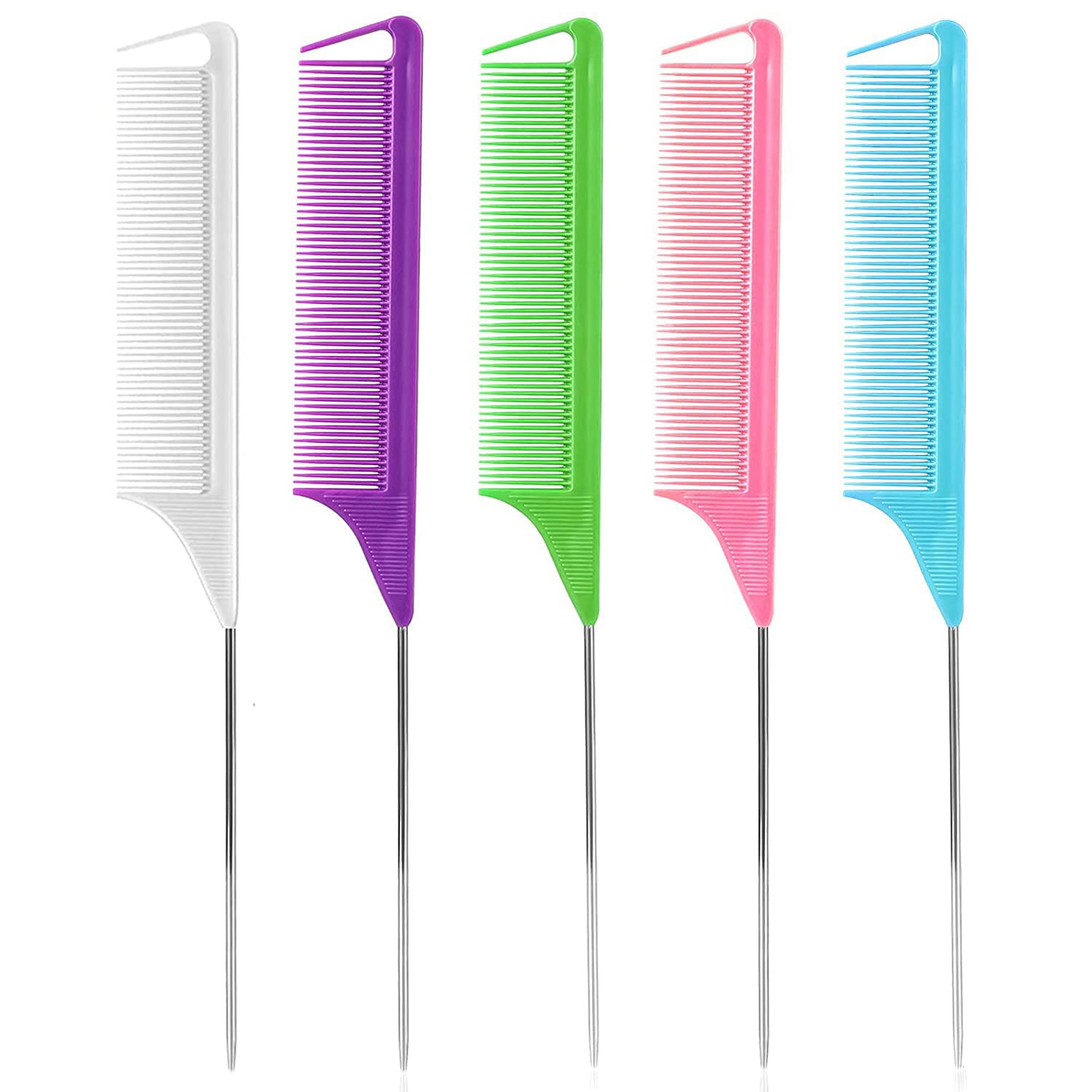 QIUYIDP Professional Hair Styling Combs Set for Stylists: 5Pcs Metal ...