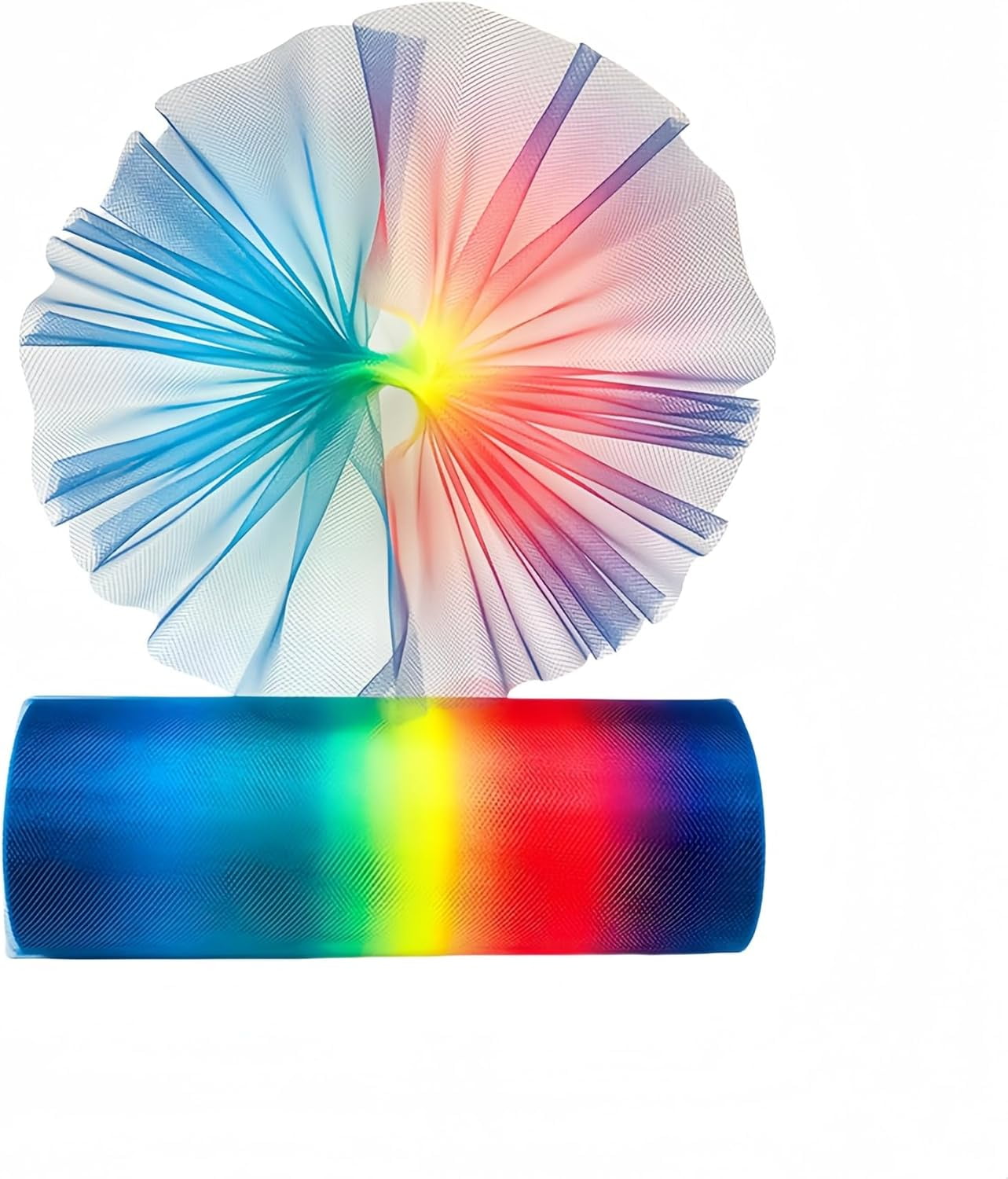 QIUYIDP Rainbow Glitter Tulle Rolls, Decorative Tulle Fabric Roll 6" x ...