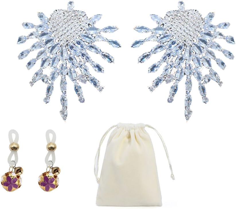 QIUYIDP Rhinestone Nipple Pasties Sticker Chest Cover Tassel Breast ...