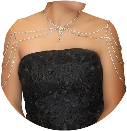 QIUYIDP Rhinestone Tassel Shoulder Chain Necklace,Multi-Layered ...