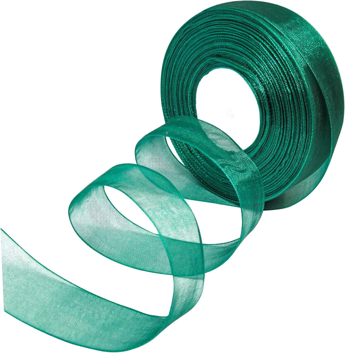 QIUYIDP Shimmer Sheer Organza Ribbon 1 inch Blue Ribbon for Gift ...