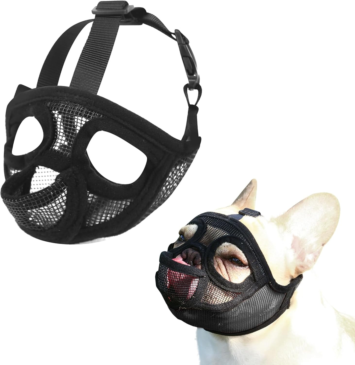 QIUYIDP Short Snout Dog Muzzle, French Bulldog Muzzle with Soft Mesh ...