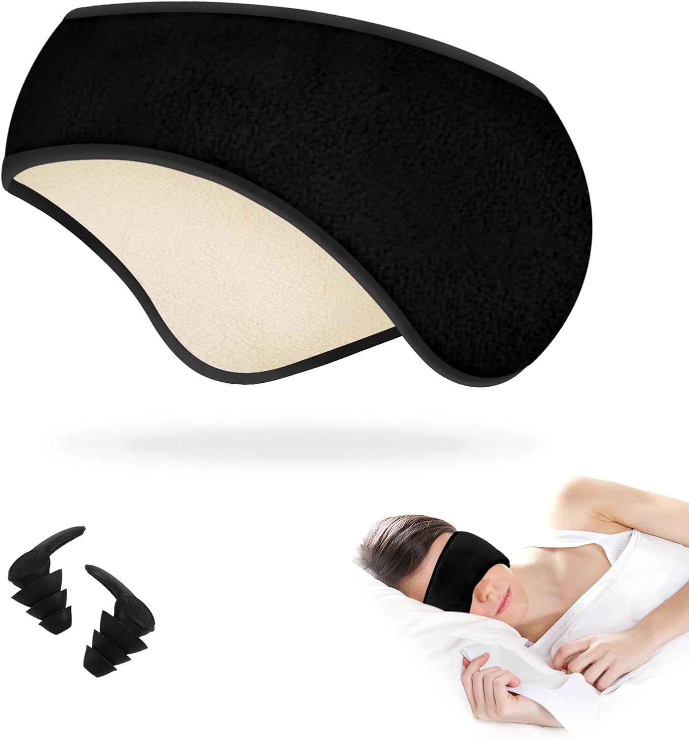 QIUYIDP Sleep Mask, with a Pair of Earplugs, 2 in 1 Ear Mask and Eye ...