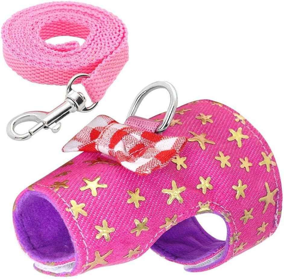 QIUYIDP Small Animal Harness Vest and Leash Set Soft Mesh Small Pet Harness Hamster Rabbit Chest ...