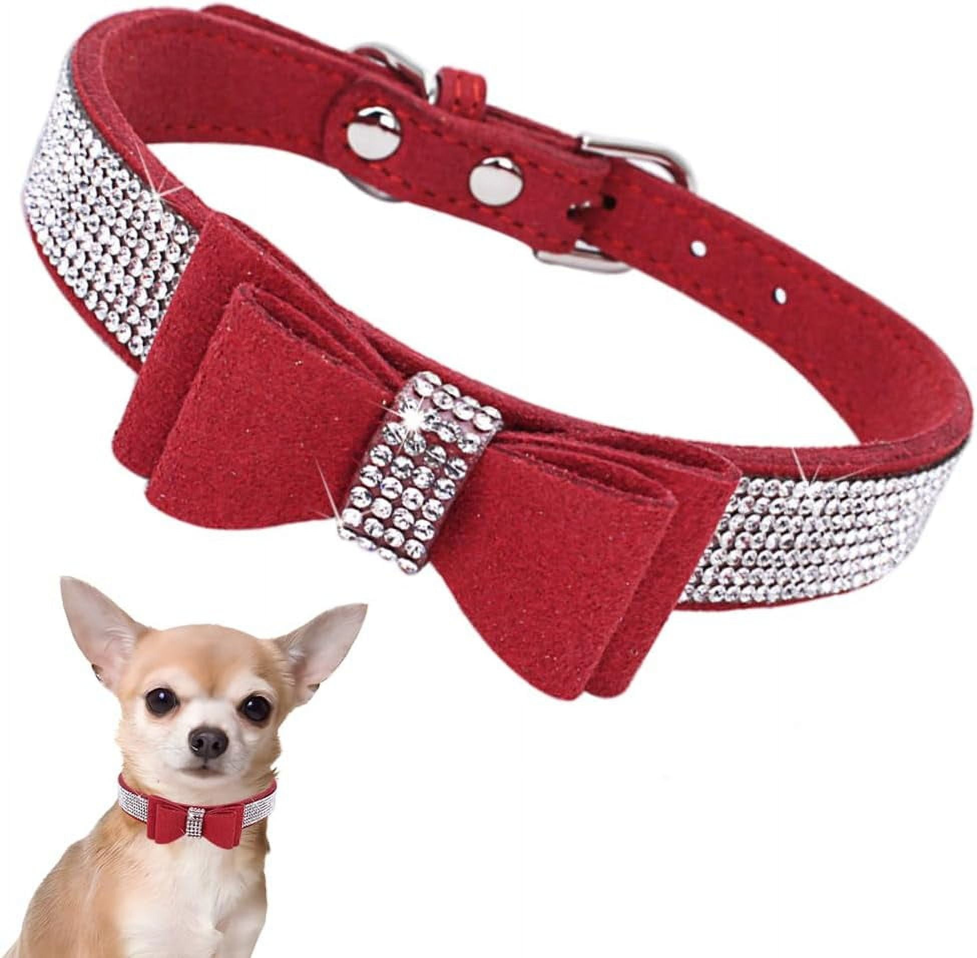 QIUYIDP Small Dog Collars for Female Dogs, Cute Bling Rhinestone ...