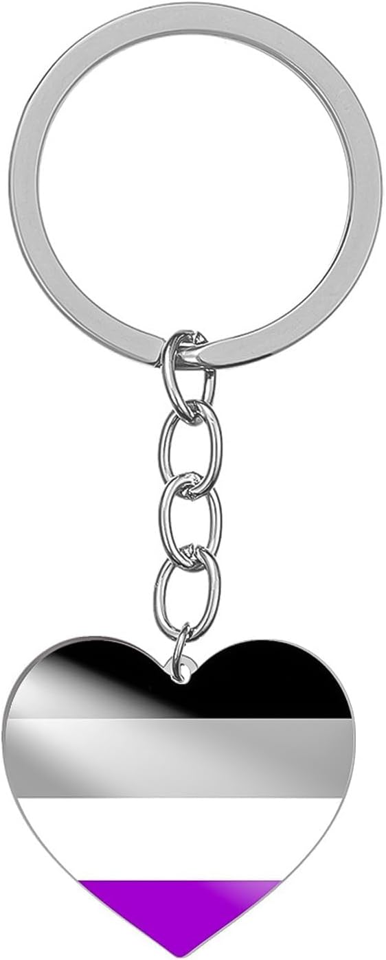 QIUYIDP Stainless Steel LGBTQ Pride Keychain Heart Pride Keyring ...
