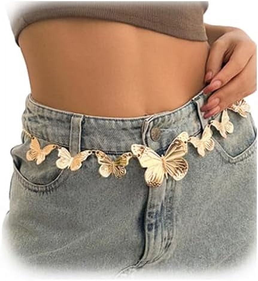 QIUYIDP Summer Butterfly Waist Chain Belt,Metal Waist Chain Belt ...