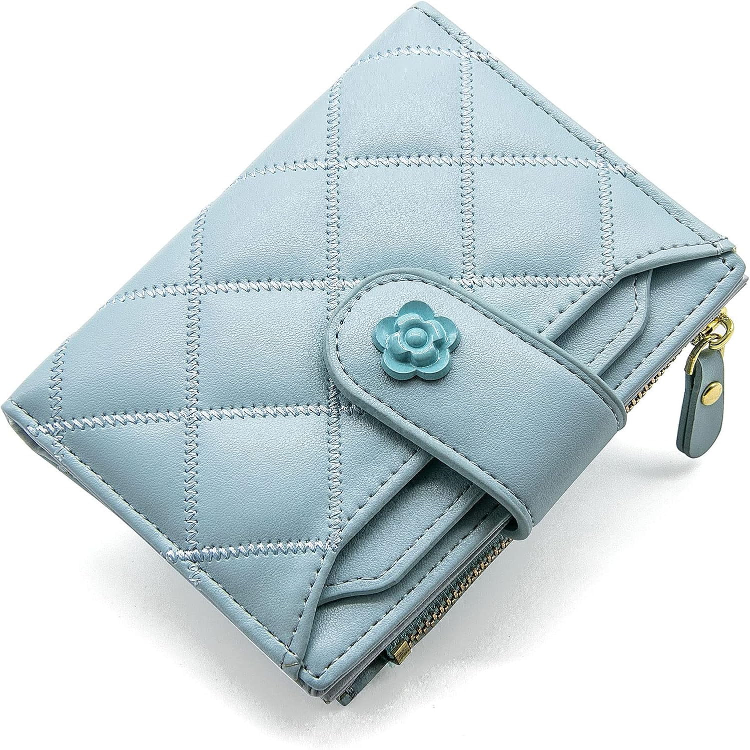 QIUYIDP Women Wallet Vegan Leather RFID Card Holder Small Bifold Zipper ...