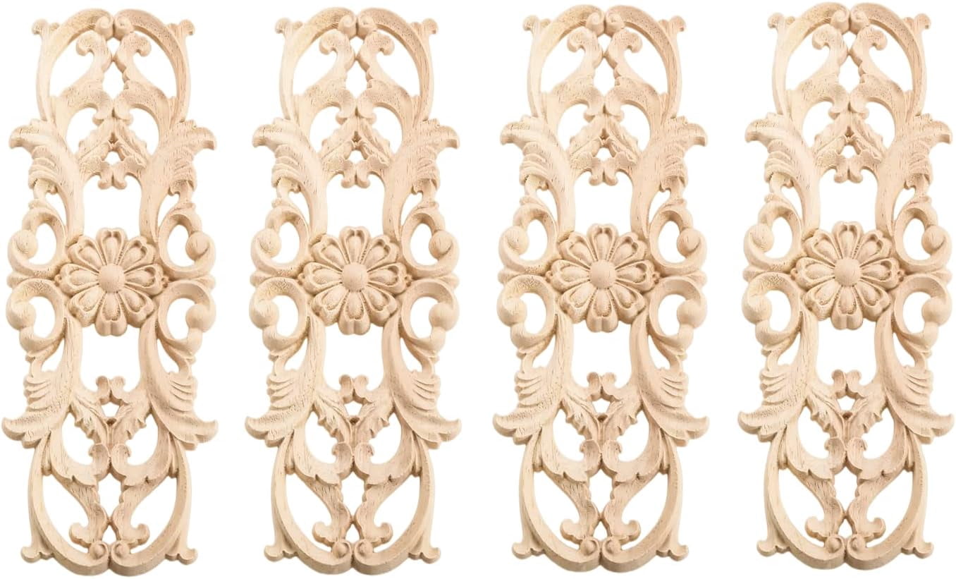 QIUYIDP Wood Appliques Onlays, Long Wooden Carvings Decals Overlays for ...