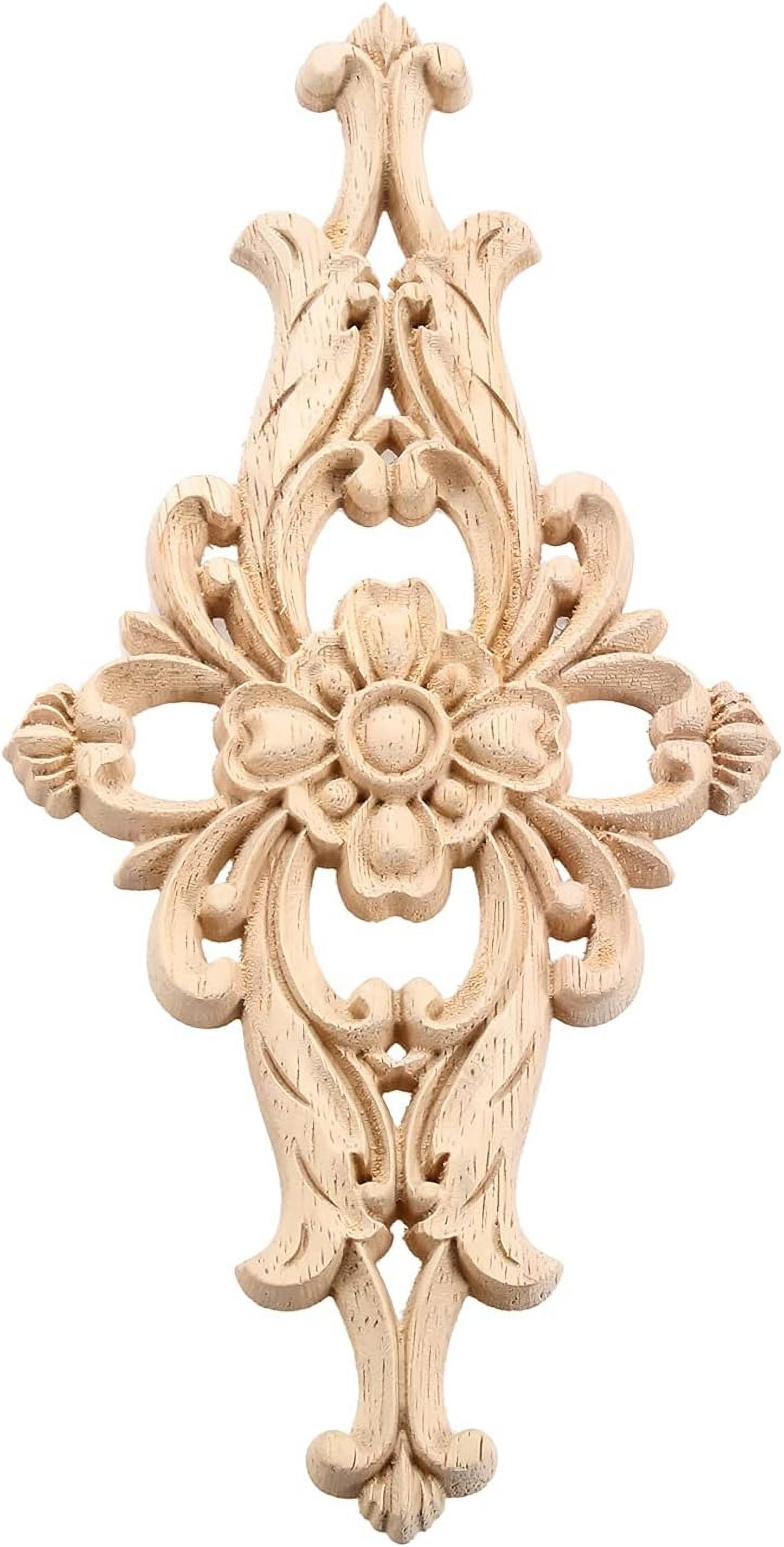 QIUYIDP Wood Carved Appliques Furniture Decorative Onlays, 2Pcs ...