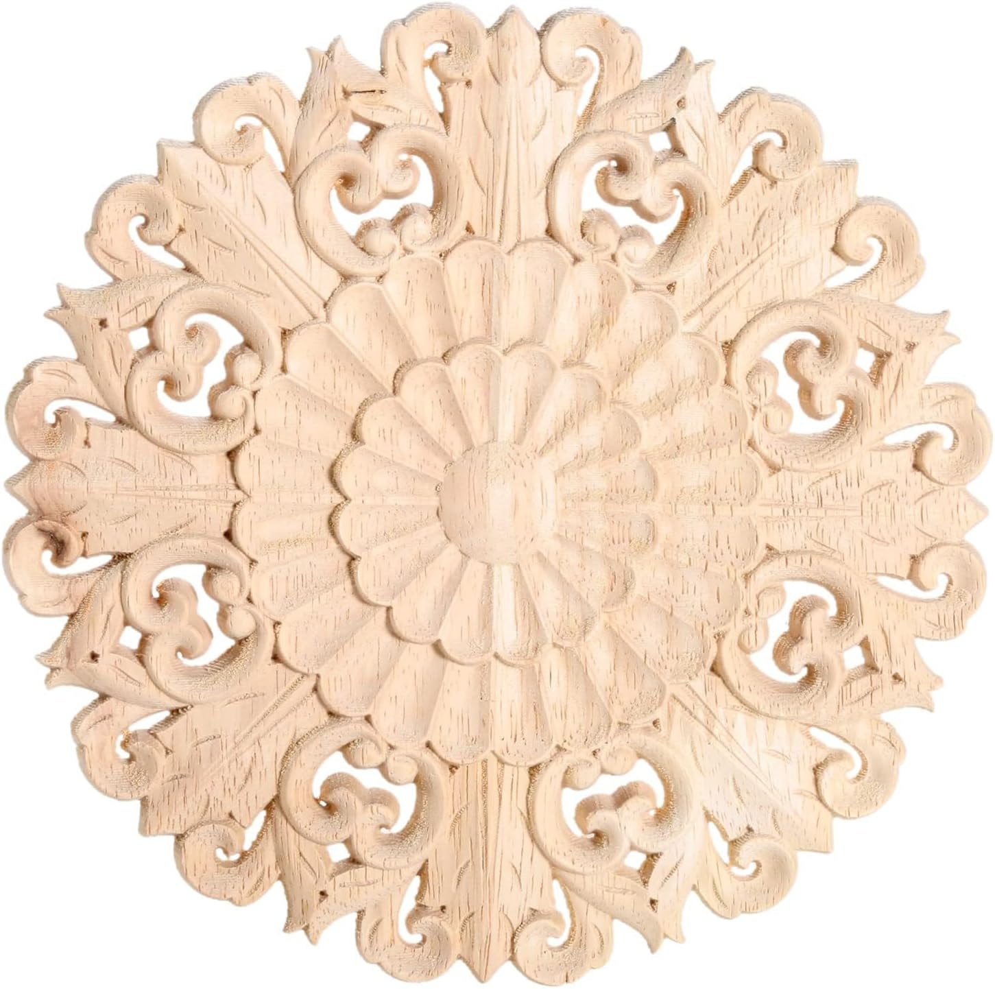 QIUYIDP Wood Carved Onlays Appliques, Round Ornate Wooden Carvings ...