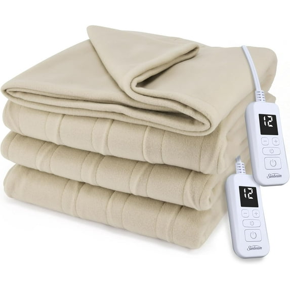 QIVERVE Royal Ultra Fleece Heated Electric Blanket King Size, 90" x 100 ...