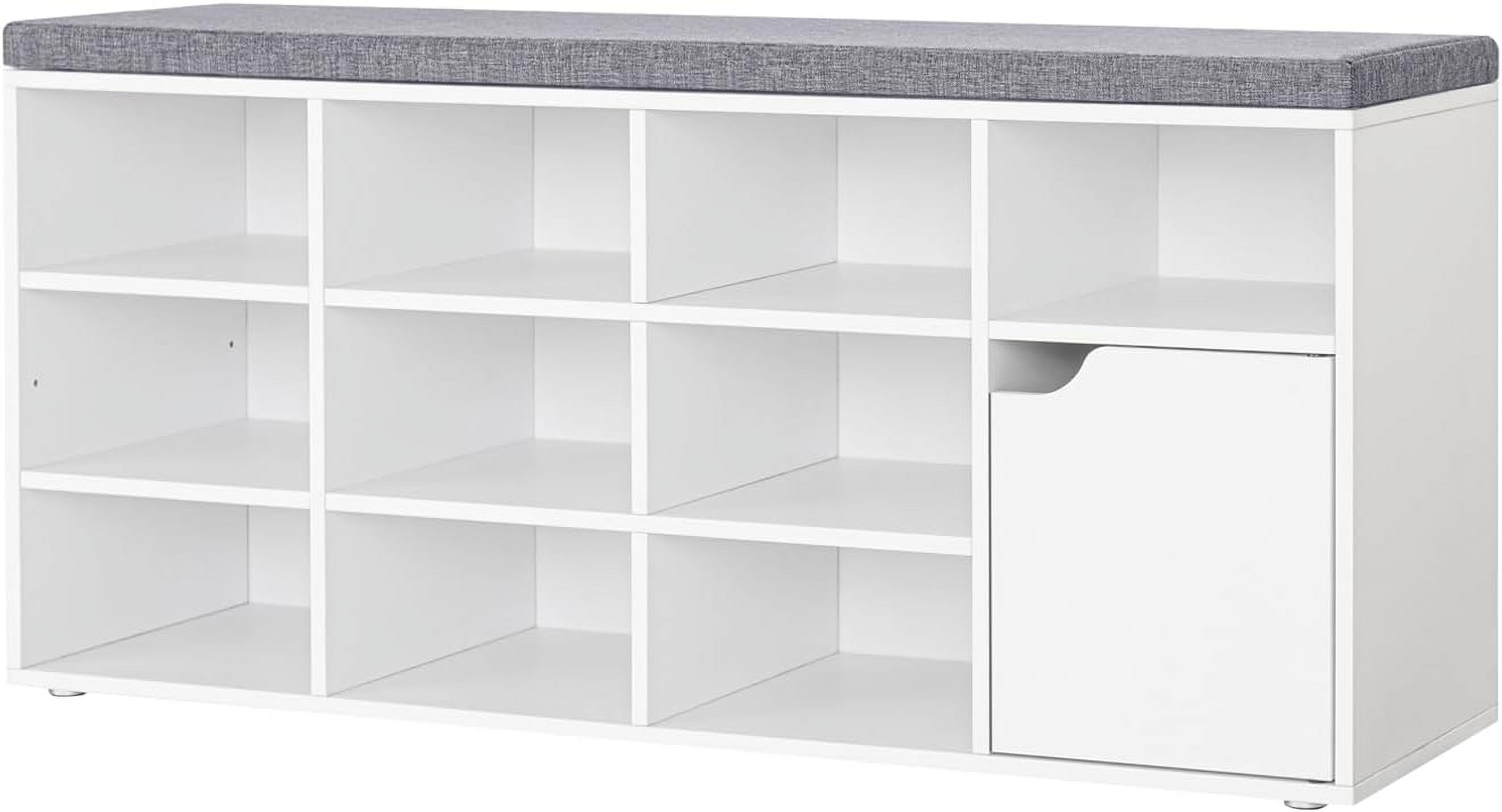 QIXIAN Shoe Bench, Entryway Storage Bench with Door and 10 Cubbies ...