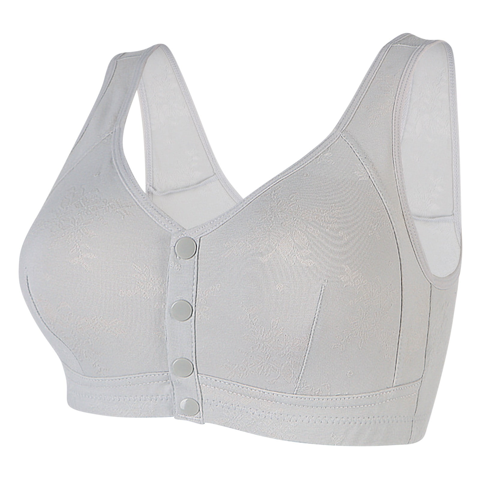 QIbmong Bras for Senior Women Plus Size Front Closure Button Wireless ...