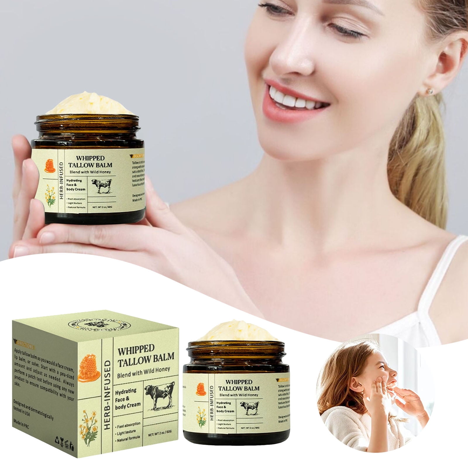 QJ Beef Tallow, Beef Tallow For Skin, Tallow Face Moisturizer, 100% ...