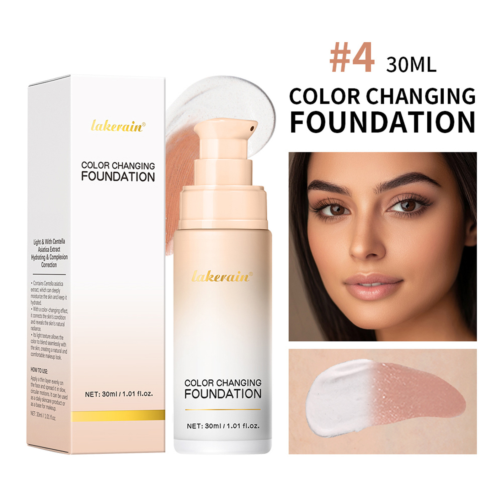 QJ Color Changing Foundation,Color Correcting CC Cream With Centella ...
