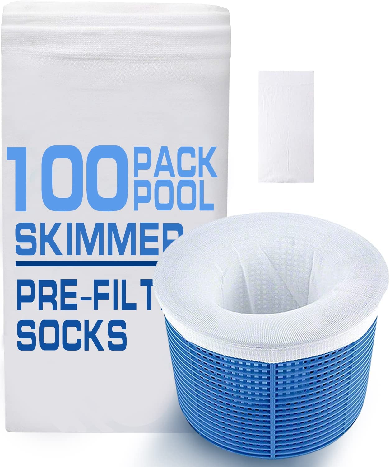 QJH 100-Pack Swimming Pool Filter Skimmer Socks for Inground & Above ...