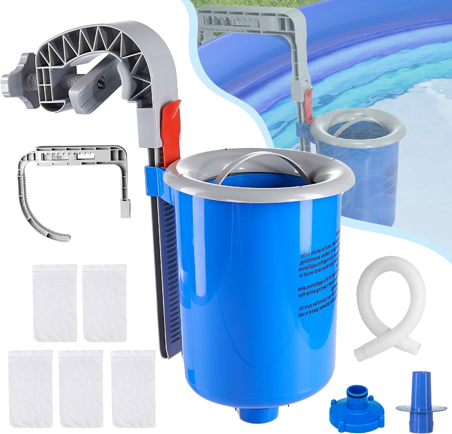 QJH Above Ground Pool Skimmer with 5 Pool Skimmer Socks, Wall Mount ...