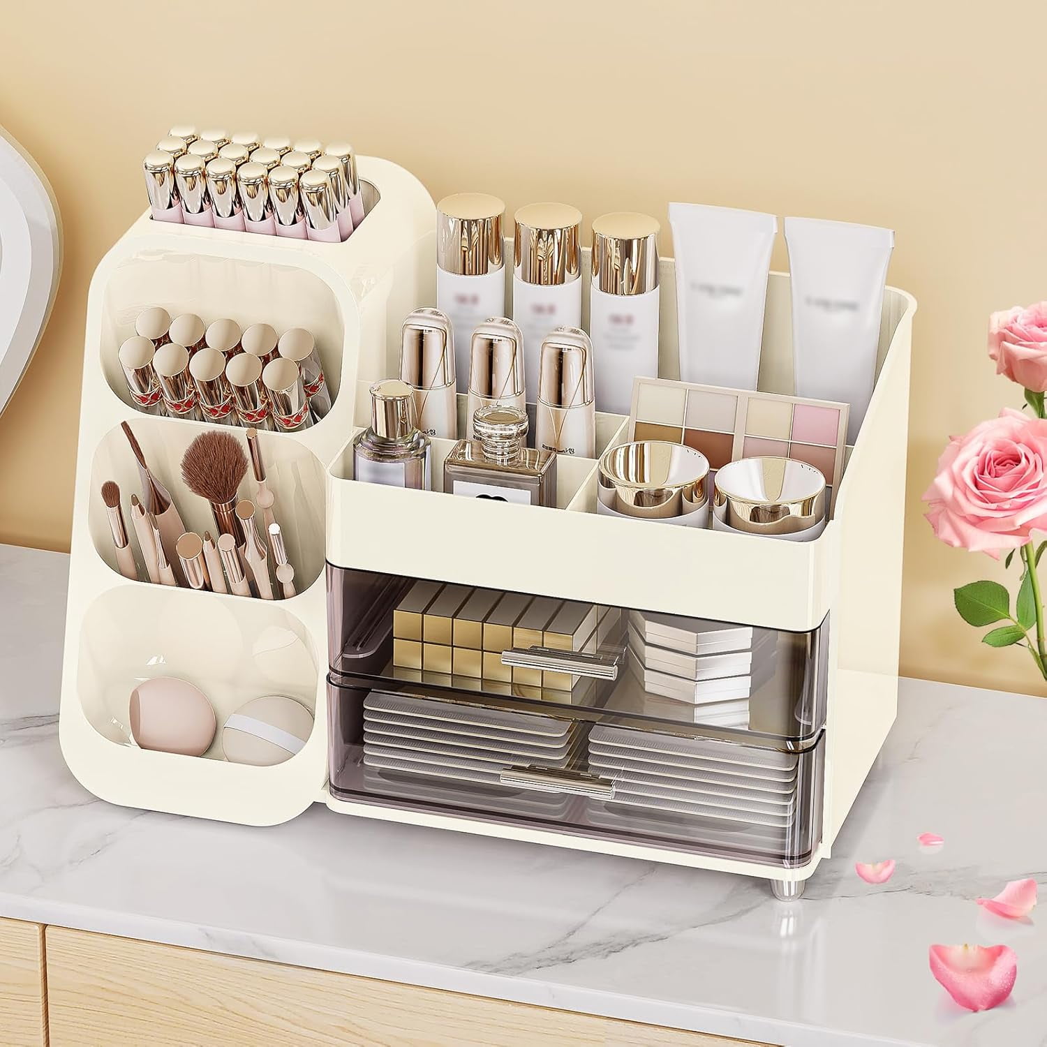 QJH Makeup Organizer with Drawers, Skincare Organizer (Large Size Thick ...