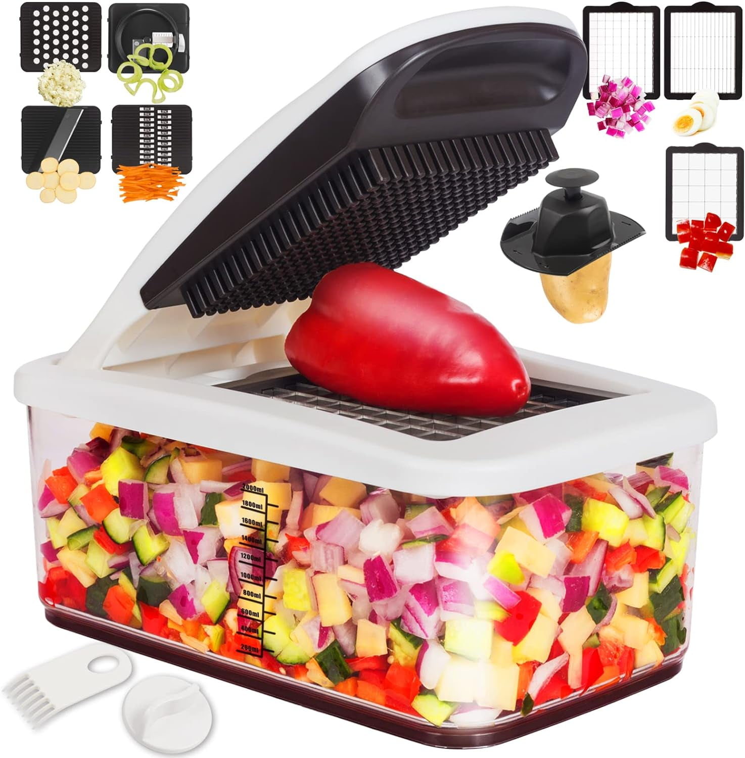 QJH Vegetable Chopper, Extra Large Chopper Vegetable Cutter, Multifunctional Chopper - 6 Blades ...