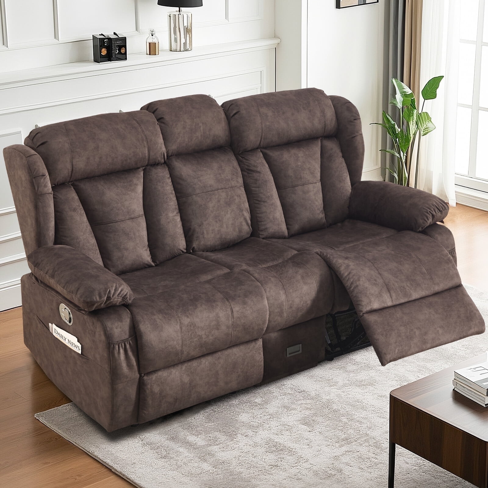 QJTC Loveseat Recliner Sofa, Dutch Velvet Recliner Chair with Console ...
