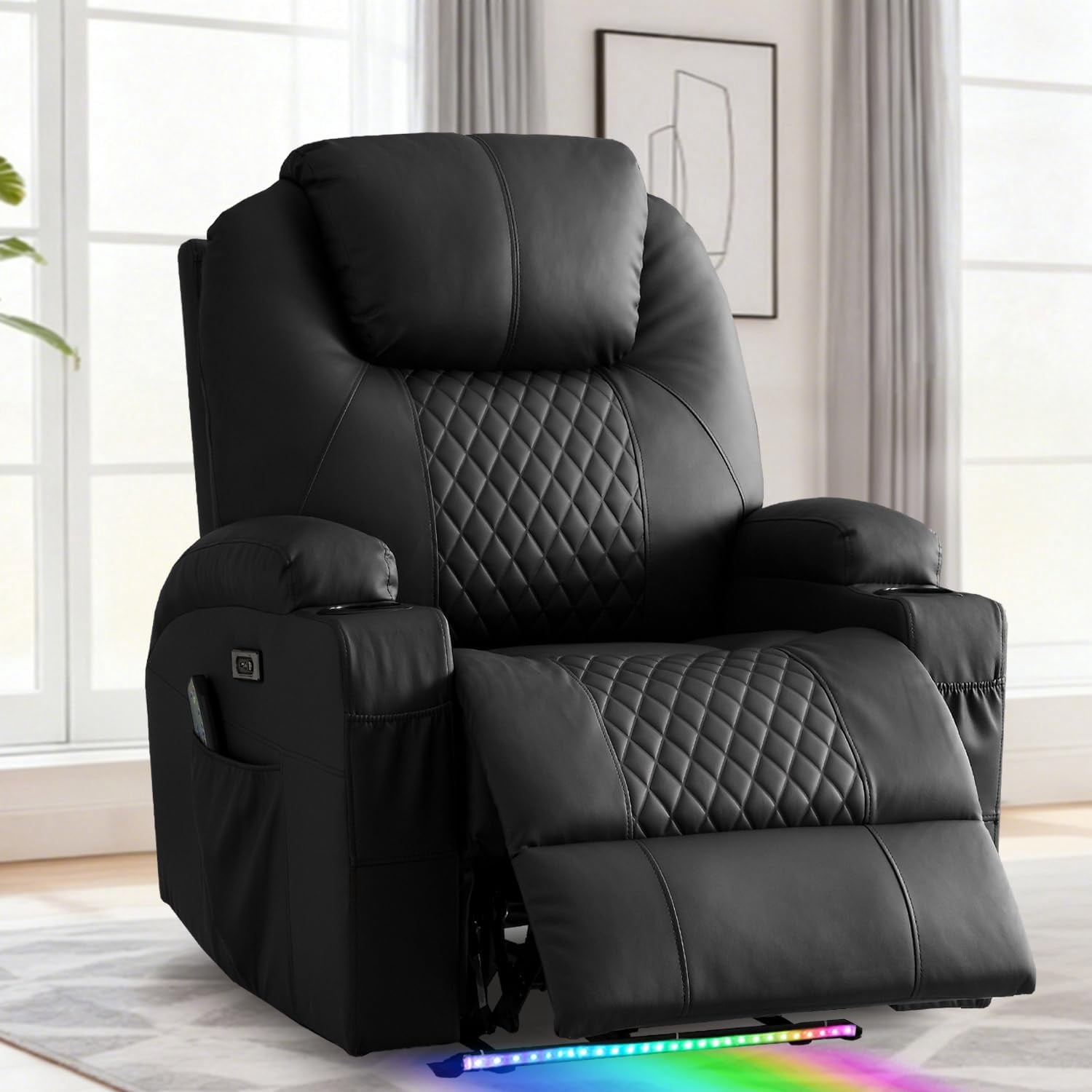 QJTC Power Recliner Chair with Heat and Massage for Living room - Home ...