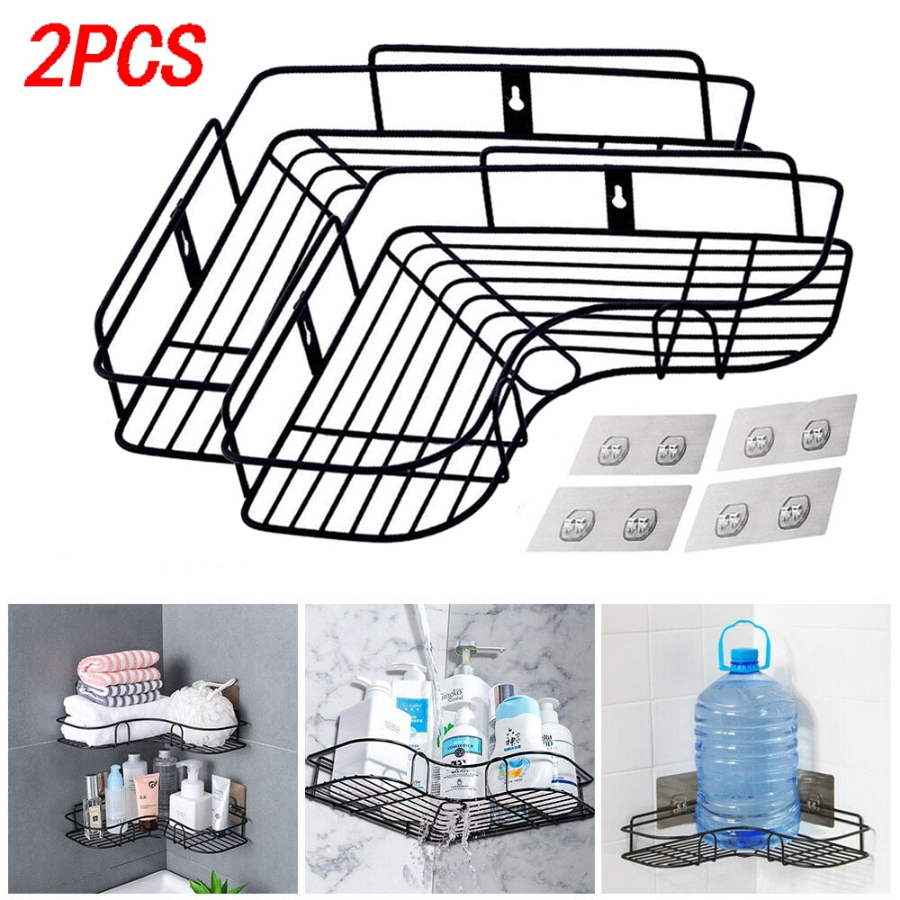 QJUHUNG 2PCS Bathroom Corner Shelf,Adjustable Metal Corner Bathroom ...