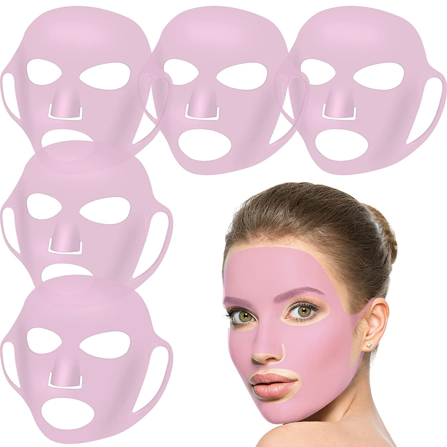 QJUHUNG 5 Pieces Reusable Silicone Facial Mask Facial Mask Cover ...