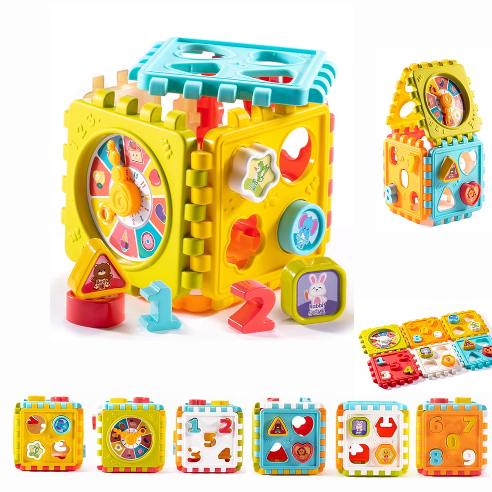 QJUHUNG 6-in-1 Activity Cube, Baby Educational Musical Toy, Early ...